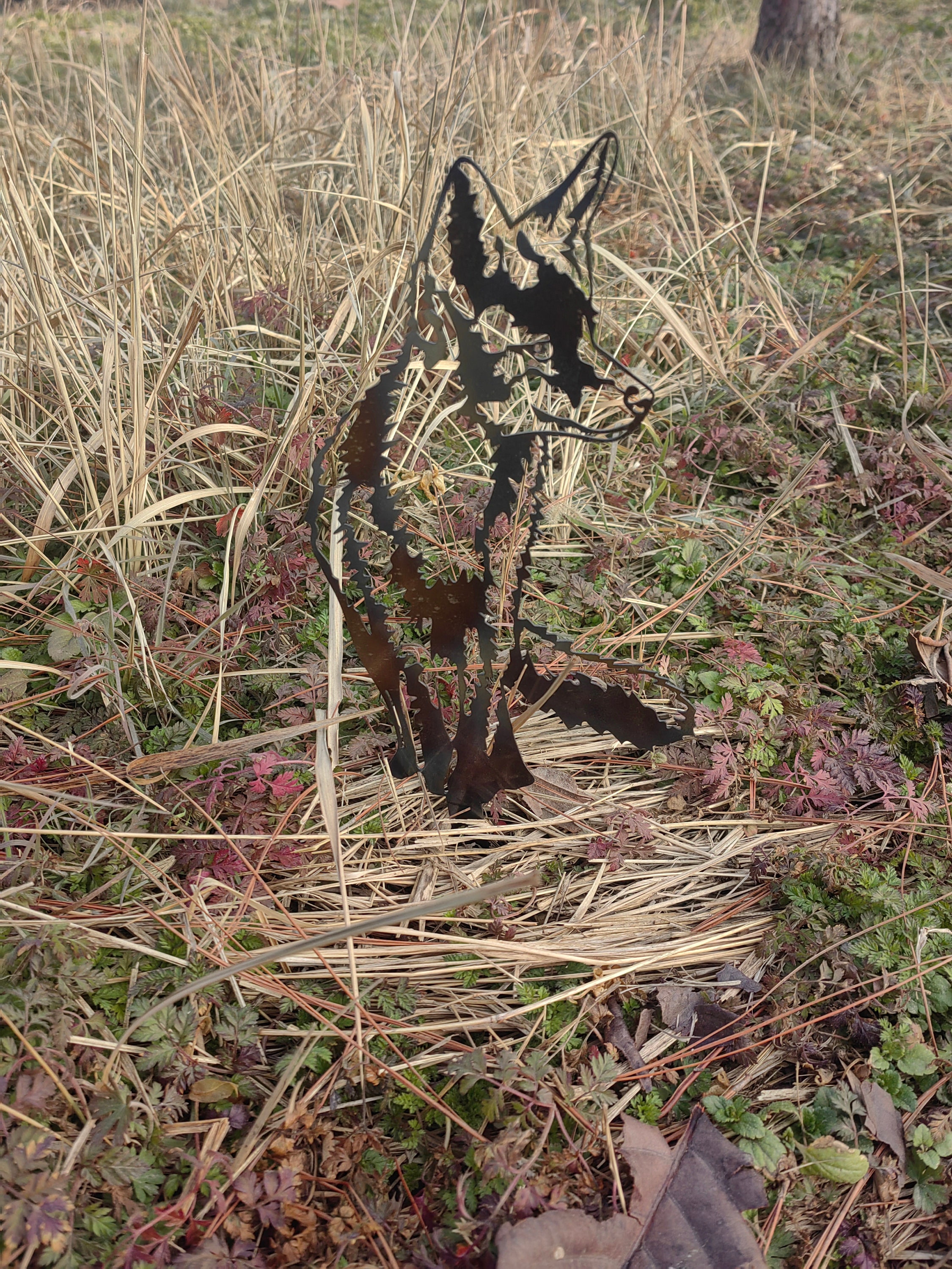 Matte Effect Wolf Metal Stake, Burned Metal Wolf Silhouette, Heat ...