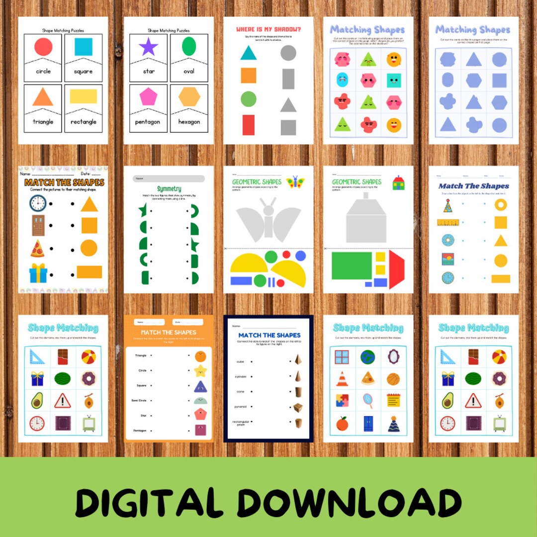 Shape Matching, Shape Worksheet, Preschool Shapes, Learning Shapes ...