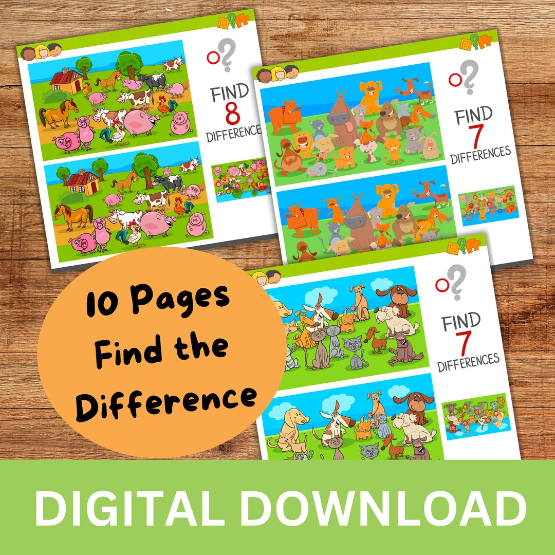 Prek Activity, Find the Difference, Toddler Workbook, Kindergarten ...