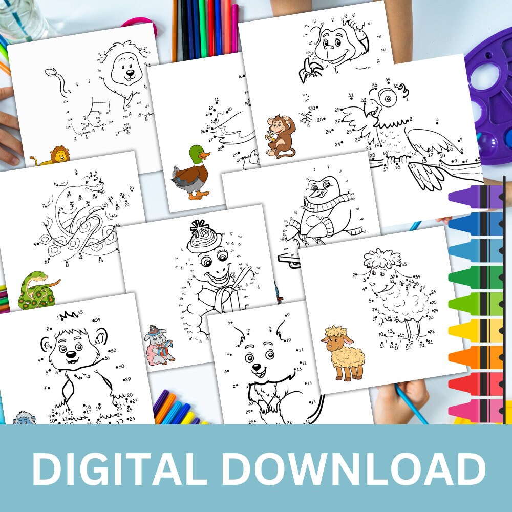 10 Kindergarten Activities, Animals , Connect the Dots, Fine Motor ...