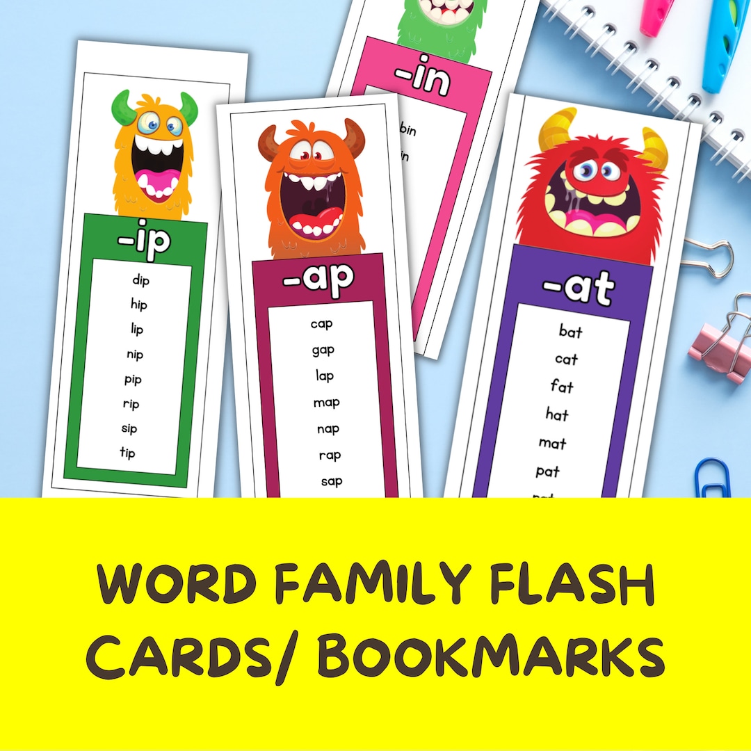 Sight Words Printable Flash Cards, Word Family, Monster Flash Cards ...