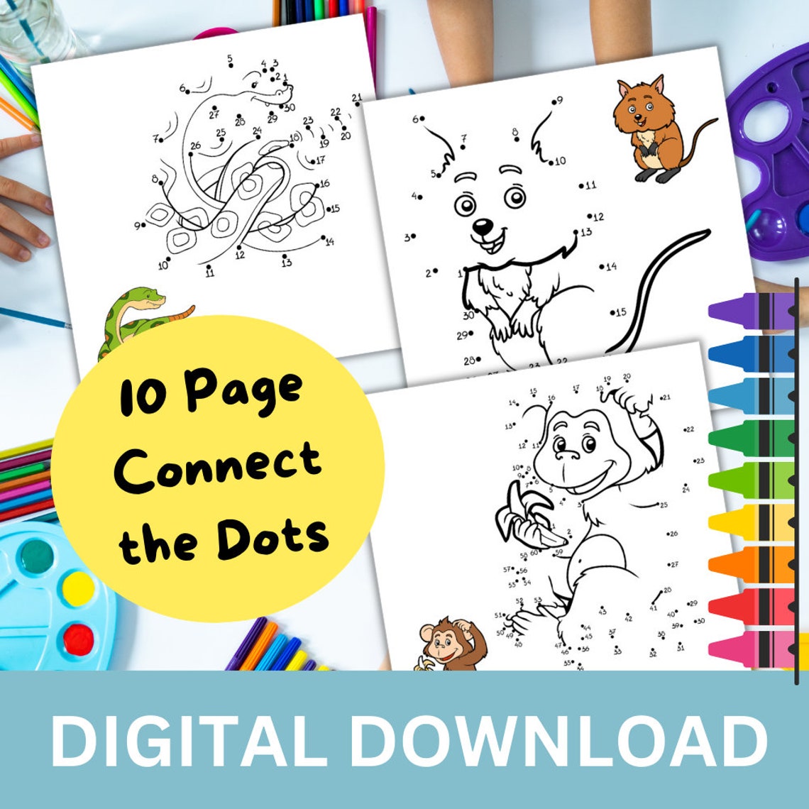 10 Kindergarten Activities, Animals , Connect the Dots, Fine Motor ...