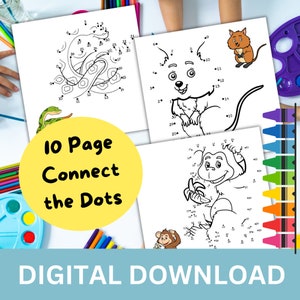 10 Kindergarten Activities, Animals , Connect the Dots, Fine Motor ...