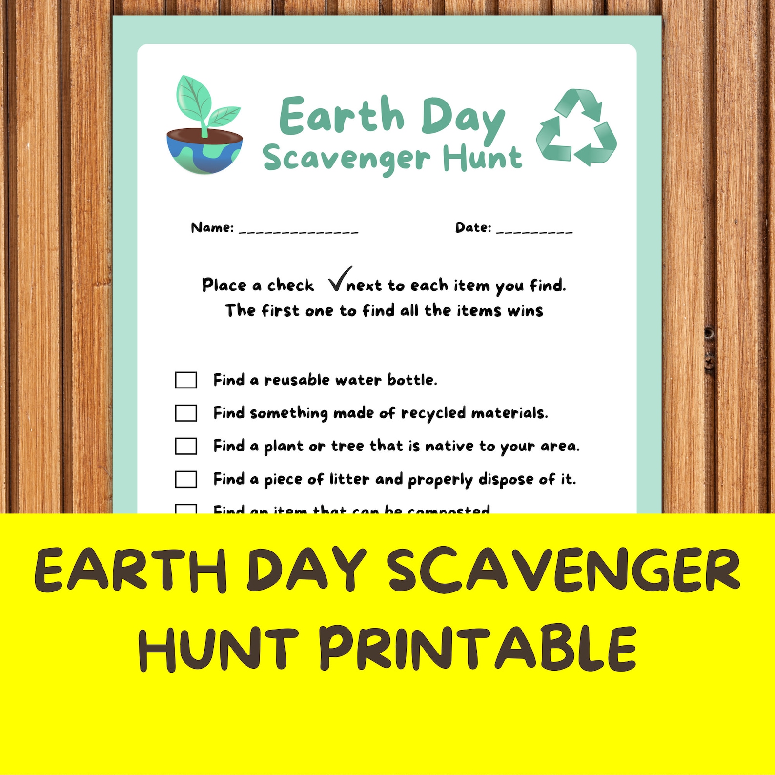 Earth Day Scavenger Hunt Printable, Treasure Hunt, Kids Scavenger Hunt ...