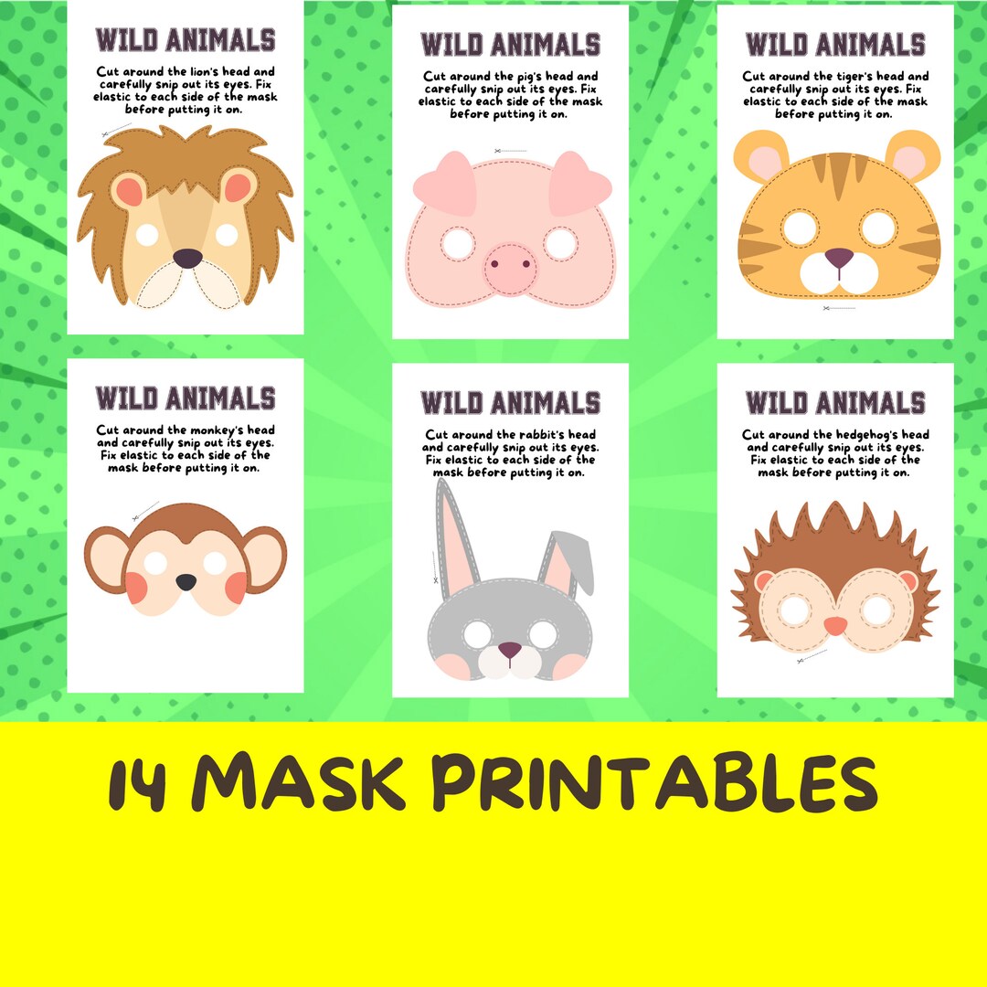 Papercraft for Kids 14 Printable Animal Masks, Preschool Printables ...