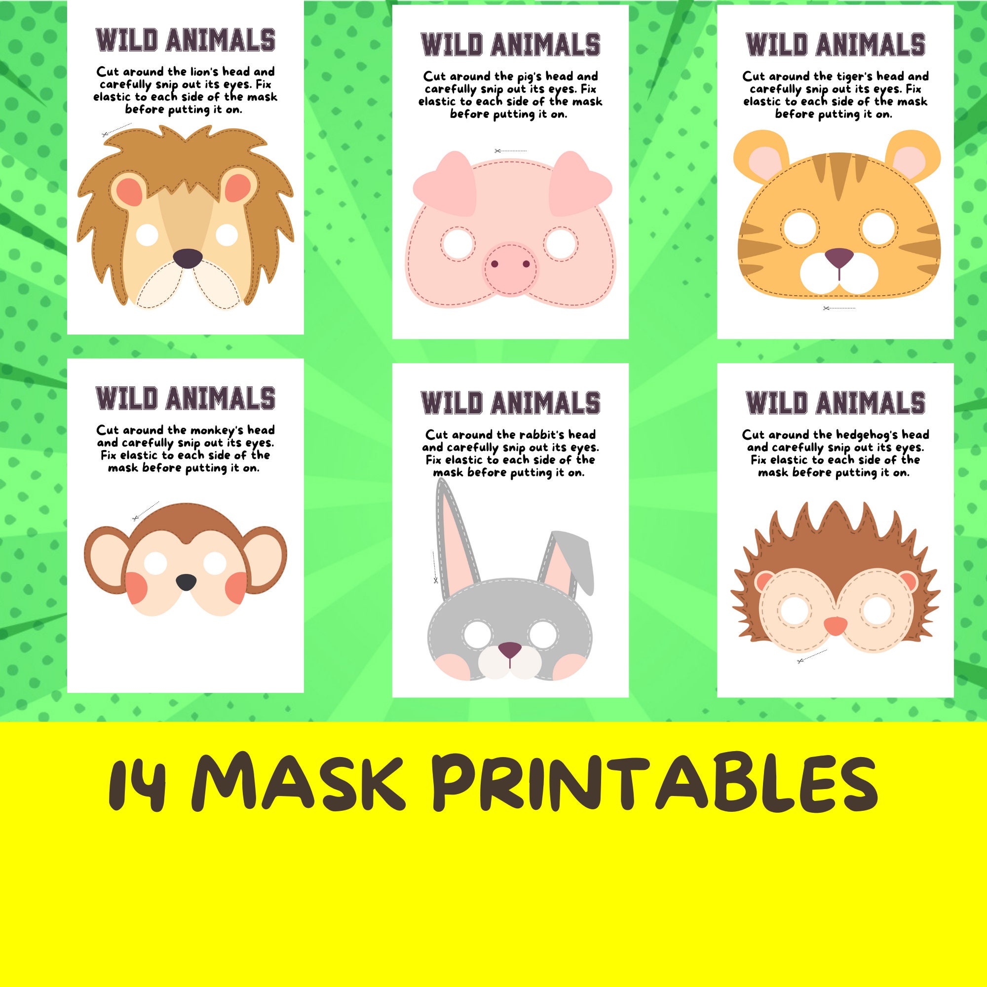 14 Printable Animal Masks Papercraft for Kids, Preschool Printables ...