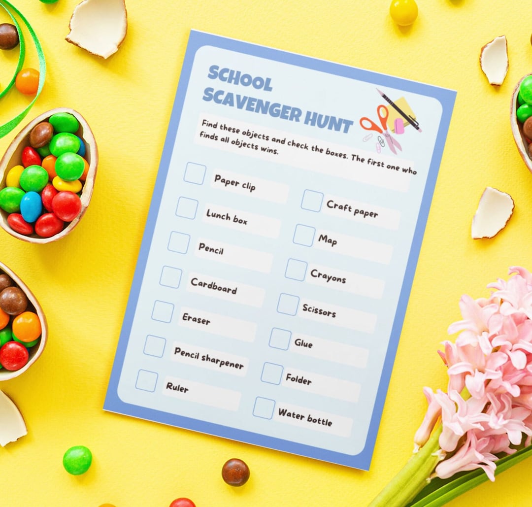 School Scavenger Hunt Printable, Treasure Hunt, Kids Scavenger Hunt ...