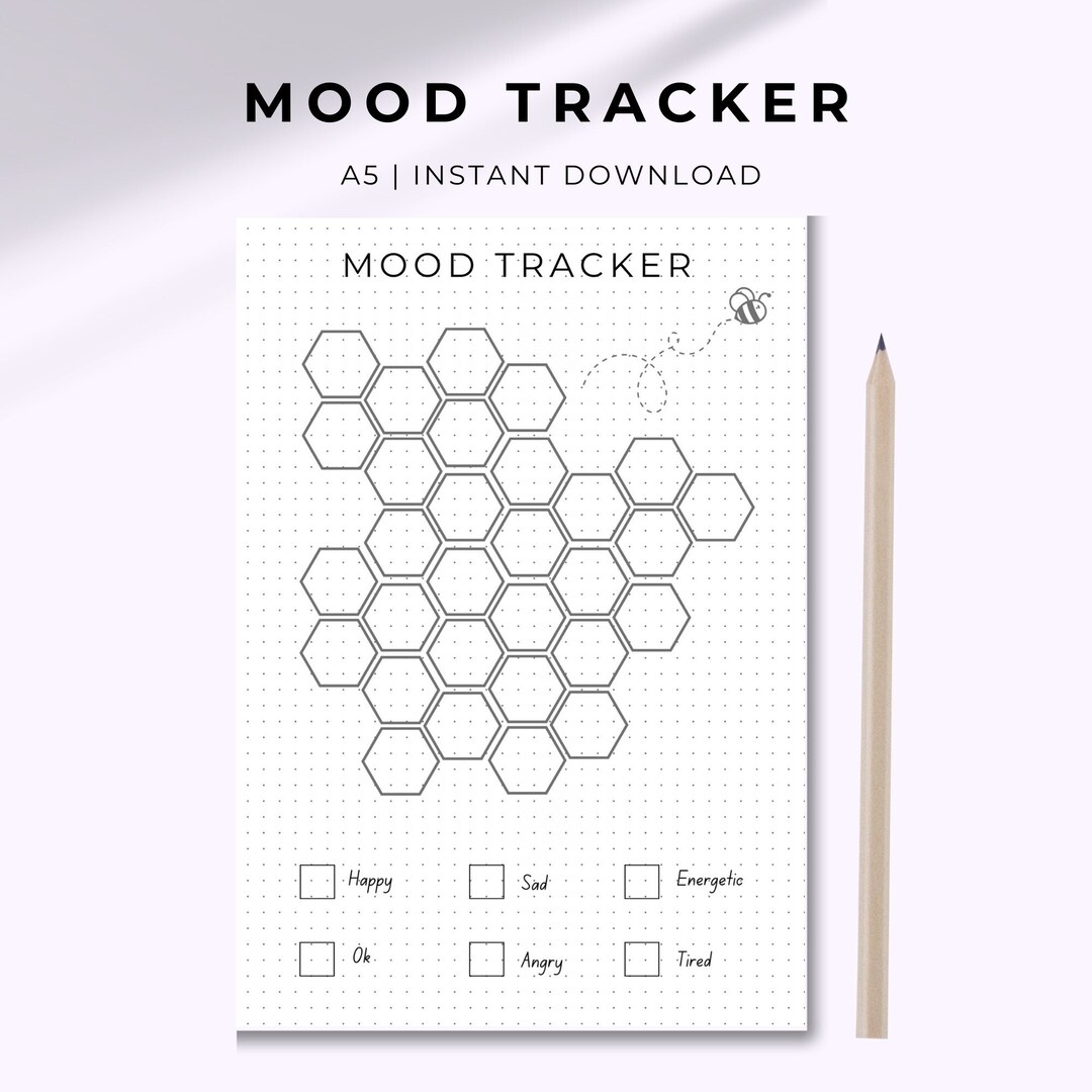 Honeycomb Mood Tracker Printable, A5 Journal Page, Daily Tracker, Mood ...