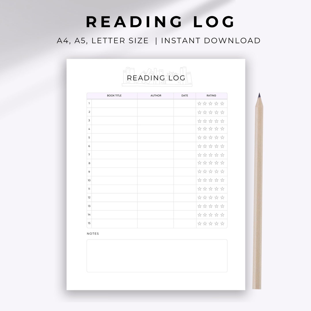 Reading Log Printable, Reading Tracker Printable, Reading Journal, Book ...