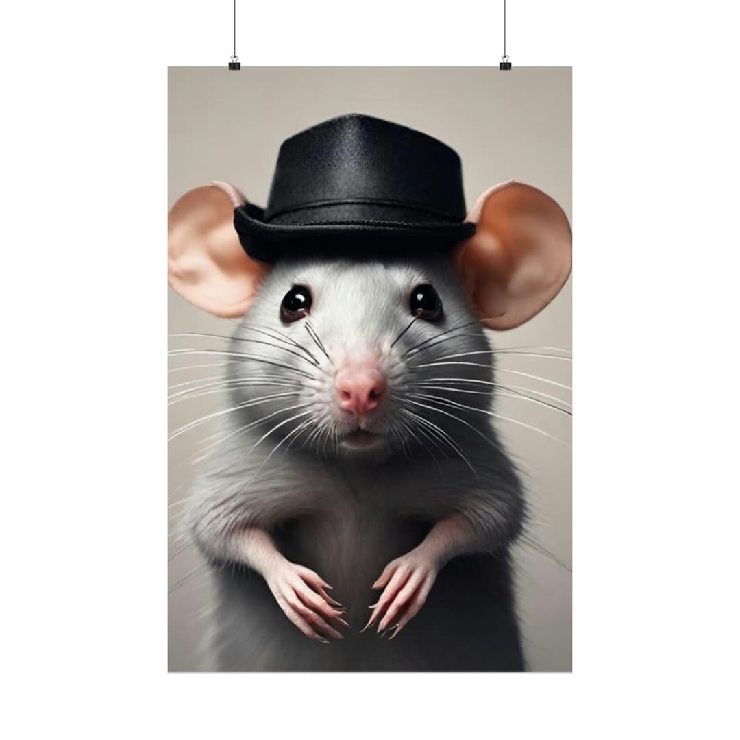 Rat in a Hat Poster, Home Decor, Animal Lover Gift, Rat Lover Gift, Art ...