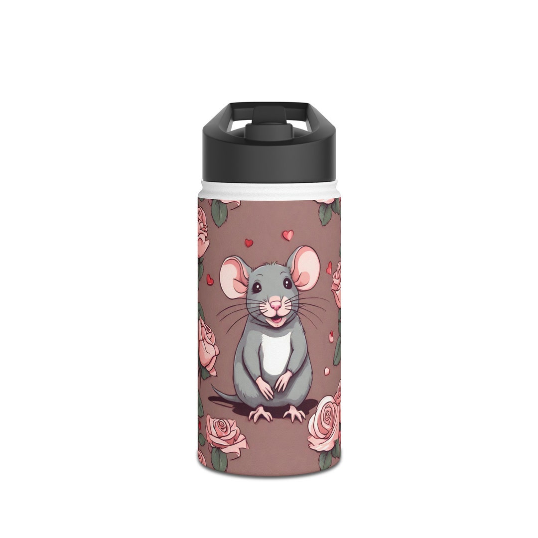 Rat With Rose Background Water Bottle Gift for Rodent Lover - Etsy