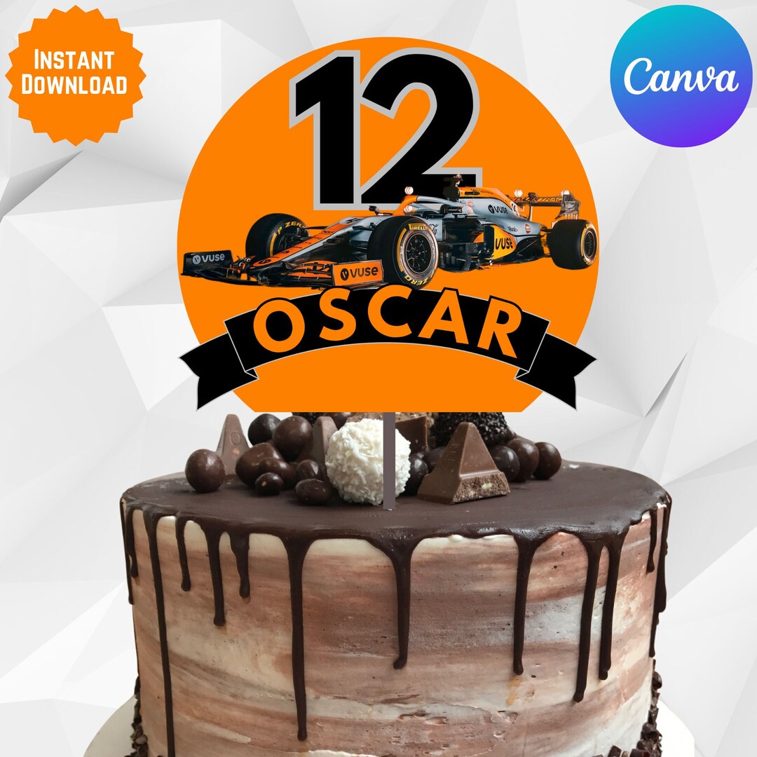 MCLAREN RACING Cake Topper Birthday Party Formula 1 Decorations Digital ...