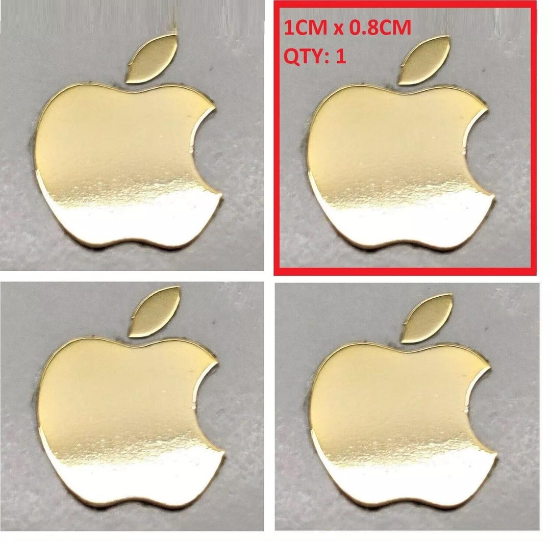 Apple Logo Decals Vinyl Stickers Gold Chrome Computer PC Desktop Laptop ...
