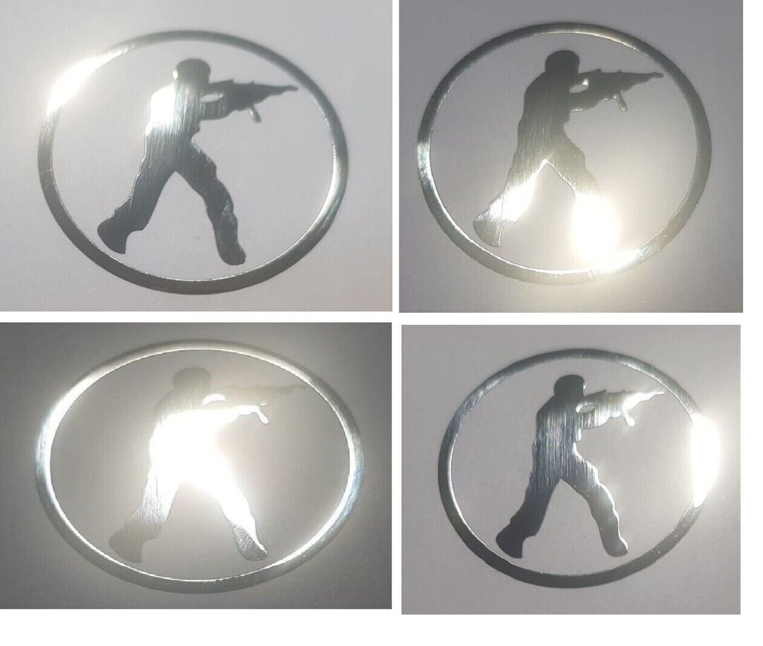 Counter Strike 2 3 Logo Sticker Metal Silver Chrome Decal Gaming PC ...