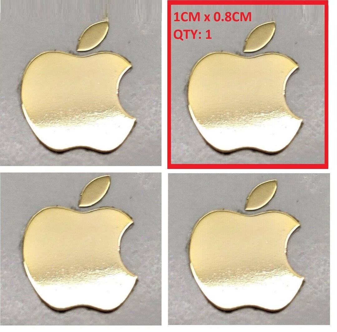 Apple Logo Decals Vinyl Stickers Gold Chrome Laptop PC Imac iPhone ...