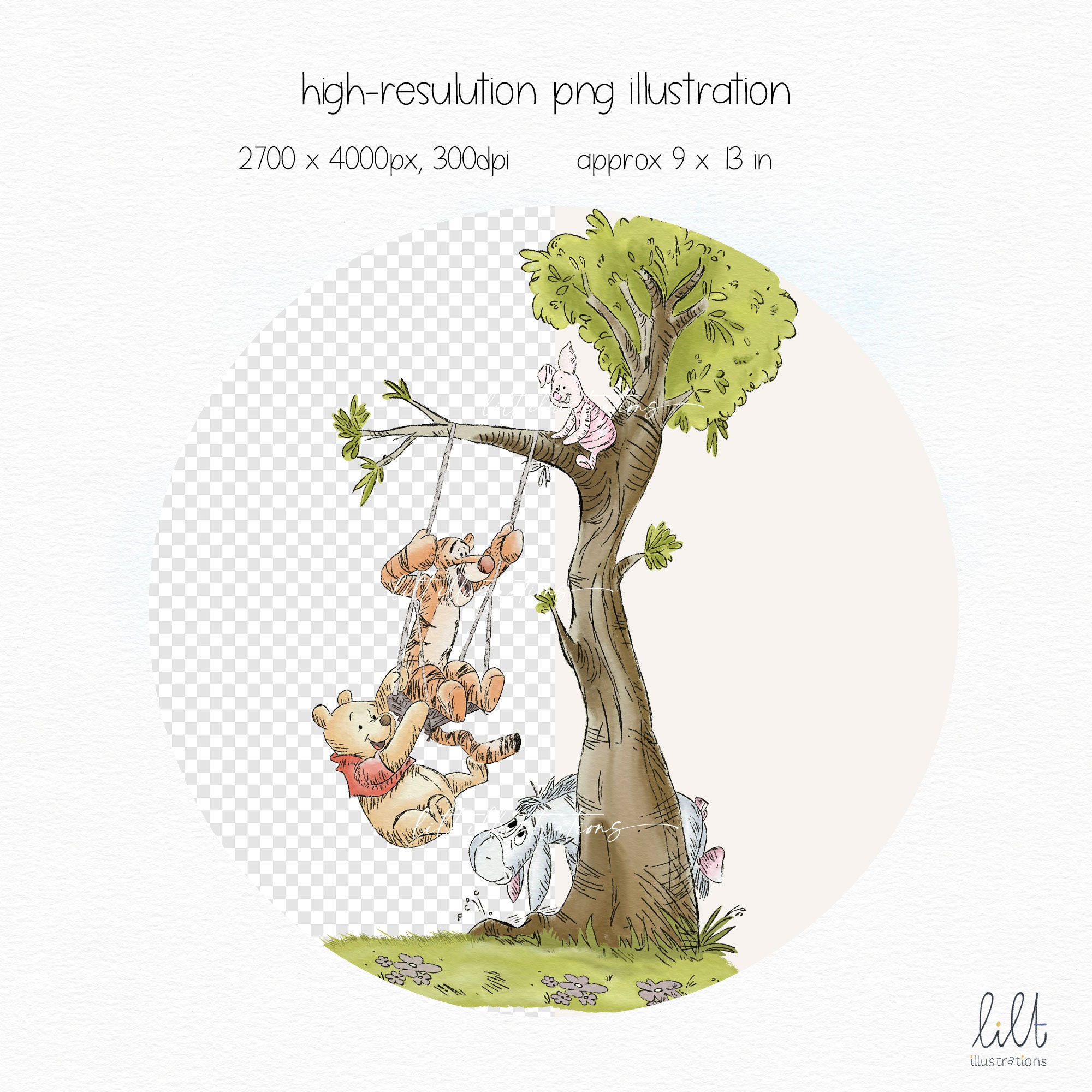 Hand-drawn Winnie the Pooh and Friends PNG Illustrations, Classic Style ...
