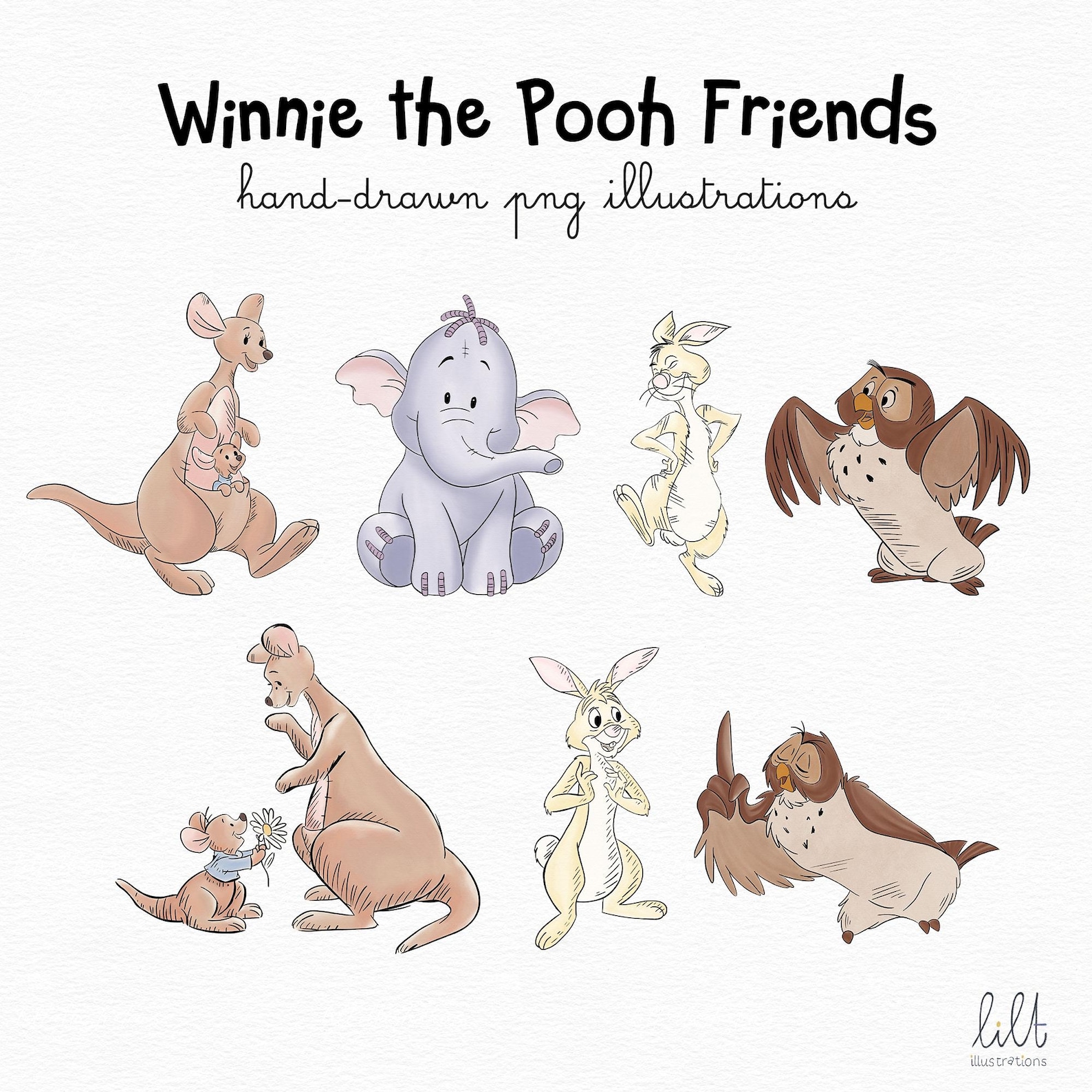 Hand-drawn Winnie the Pooh Friends Clipart, Hand-drawn PNG Illustration ...