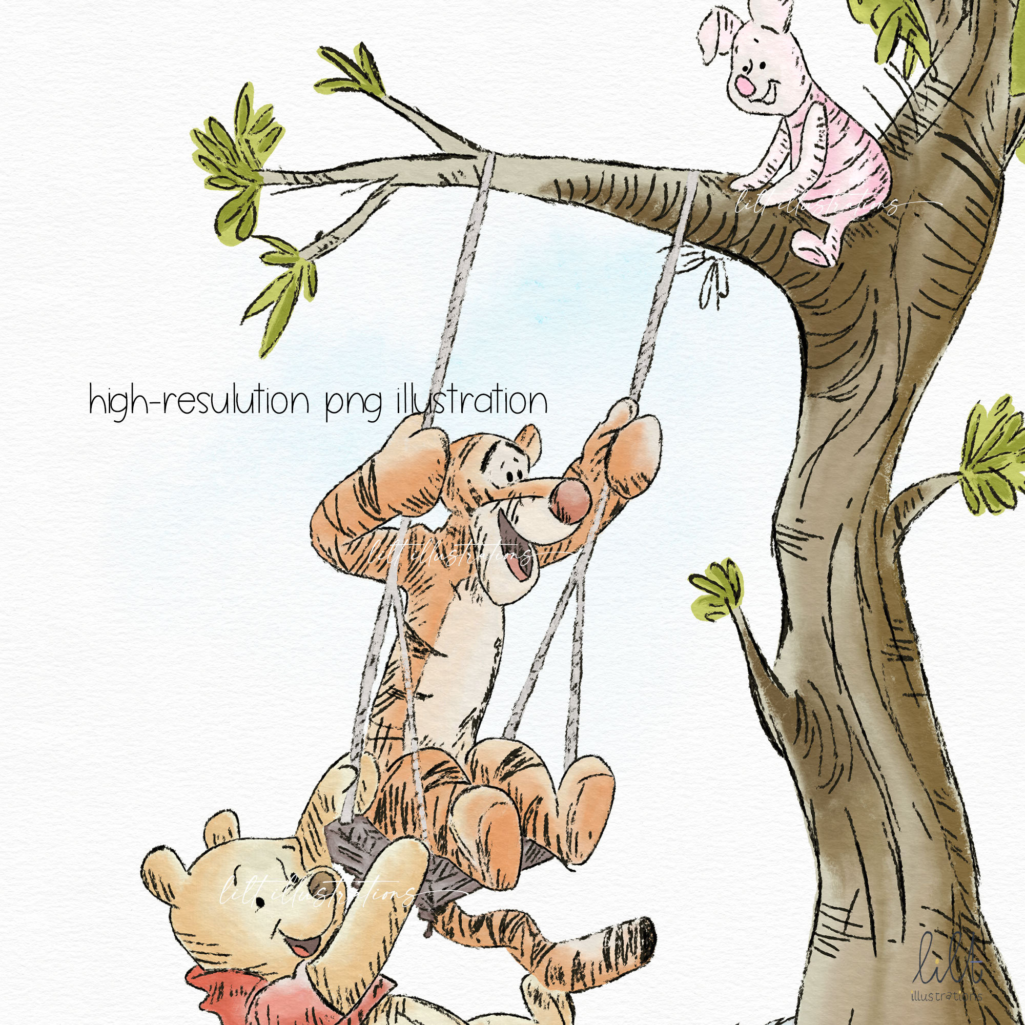 Hand-drawn Winnie the Pooh and Friends PNG Illustration, Classic Style ...