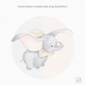 Dumbo Watercolor Clipart, Dumbo Printable Clipart, Dumbo Watercolor PNG ...