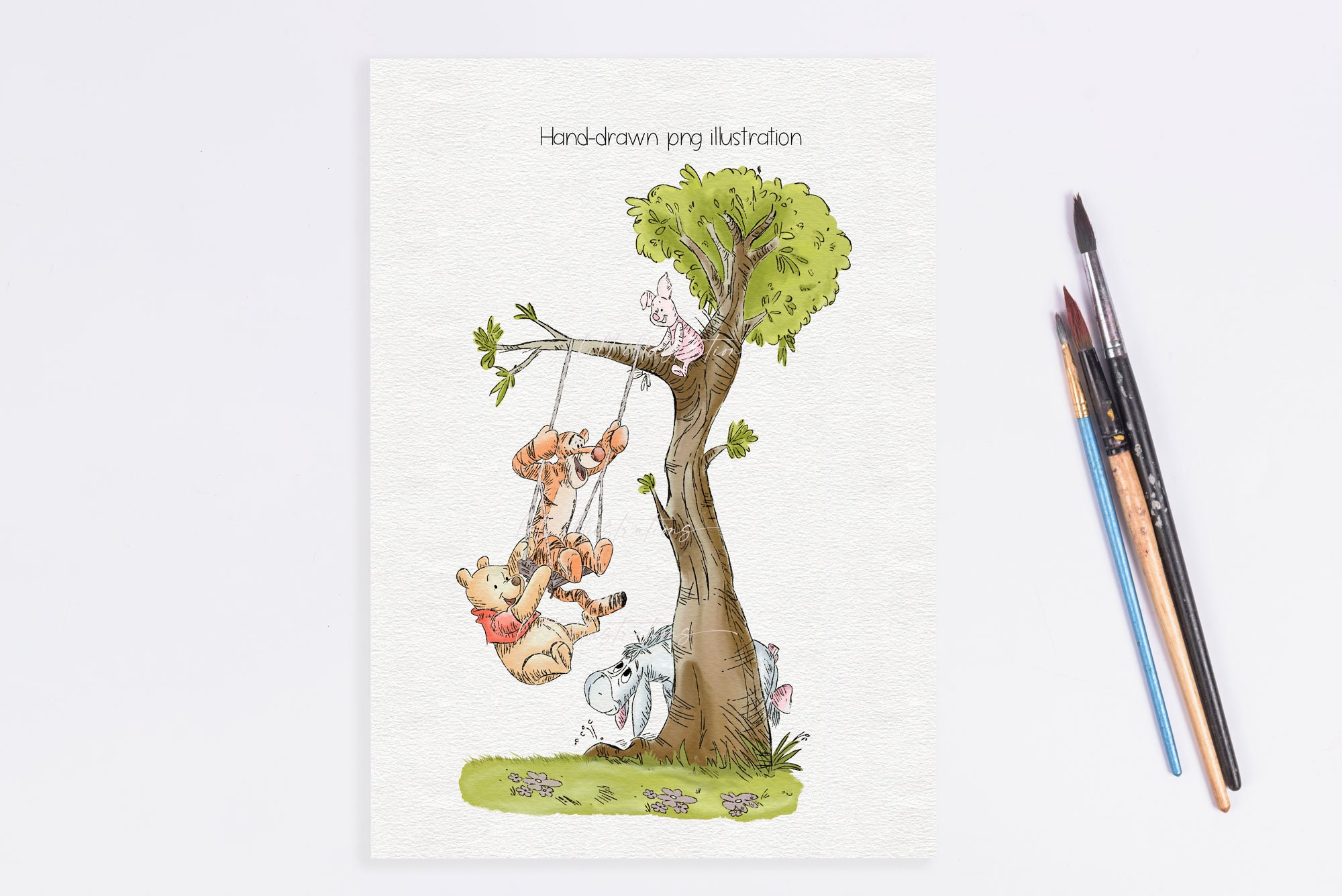 Hand-drawn Winnie the Pooh and Friends PNG Illustrations, Classic Style ...