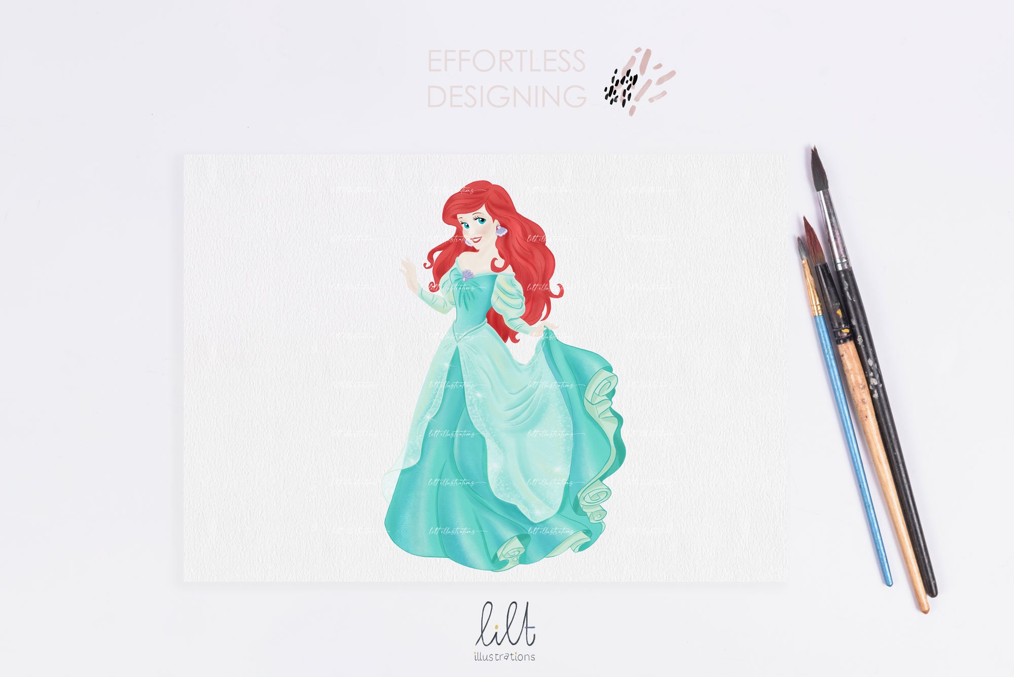 Hand-drawn Princess Ariel Clipart, Hand-drawn PNG Illustration, the ...