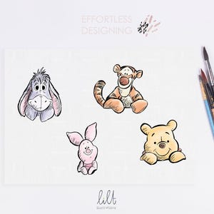 Hand-drawn Winnie the Pooh and Friends Clipart, Hand-drawn PNG ...