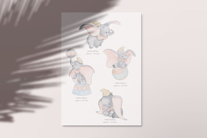 Dumbo Watercolor Clipart, Dumbo Printable Clipart, Dumbo Watercolor PNG ...