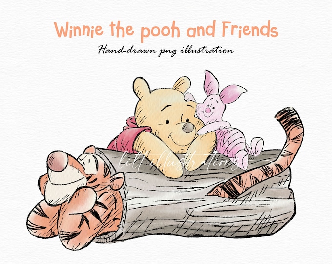 Ilustración PNG de Winnie the Pooh y sus amigos dibujada a mano ...