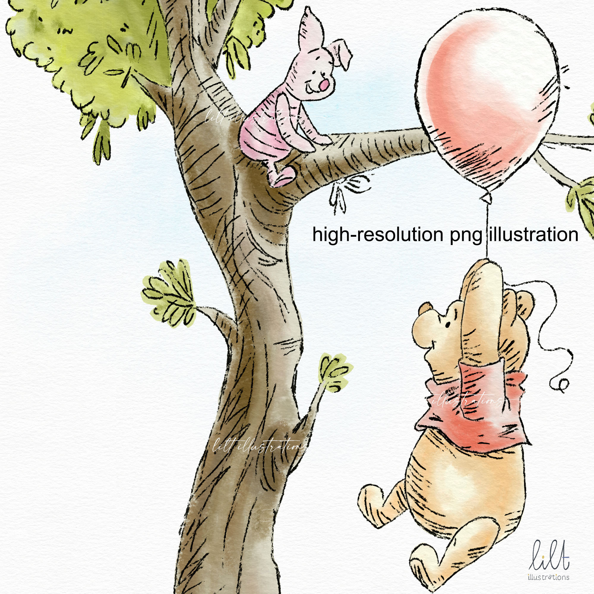 Hand-drawn Winnie the Pooh and Friends PNG Illustrations, Classic Style ...