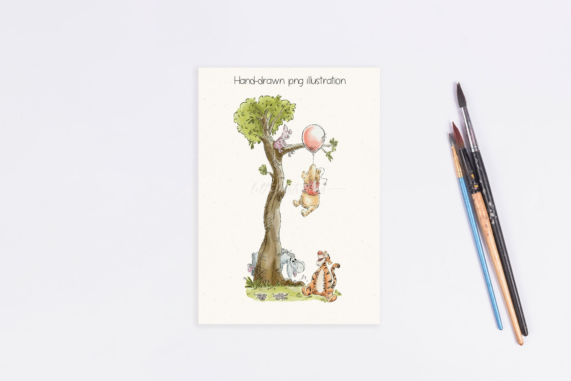 Hand-drawn Winnie the Pooh and Friends PNG Illustration, Classic Style ...