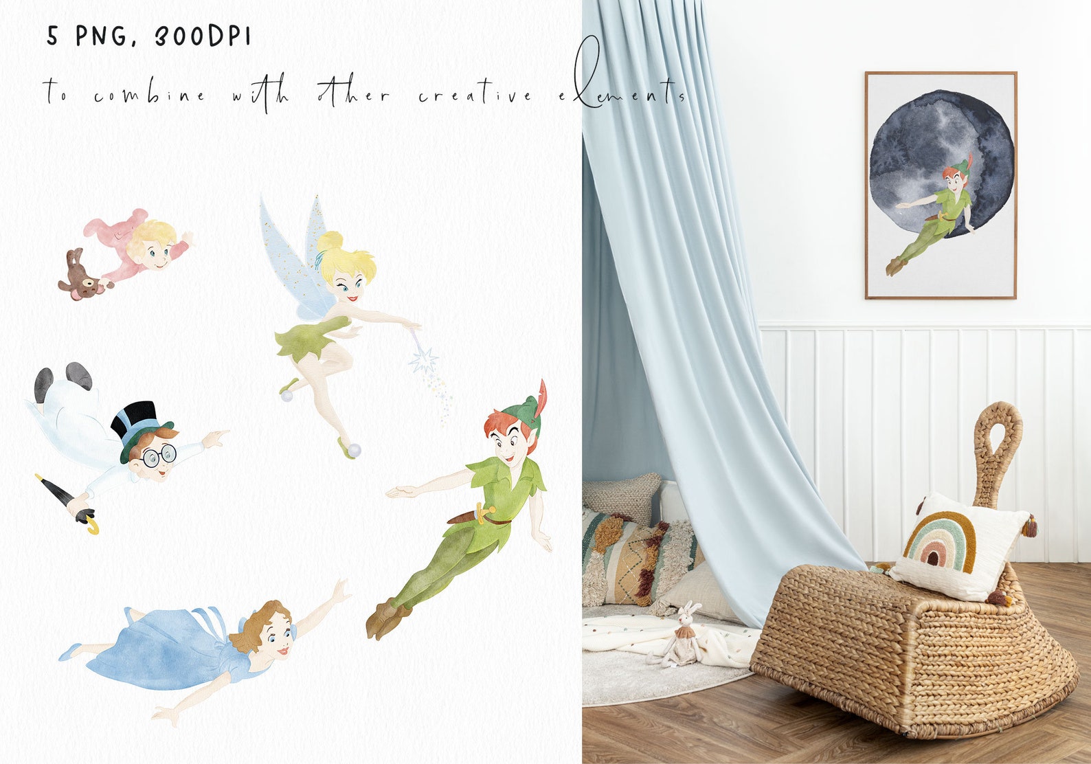 Watercolor Peter Pan Clipart, Peter Pan Printable Clipart, Peter Pan ...