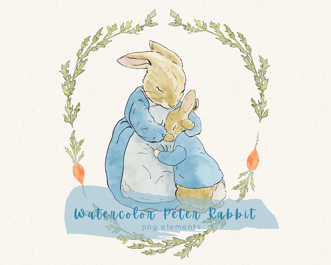 Peter Rabbit Watercolor Clipart, Watercolor PNG Set, Hand Painted ...