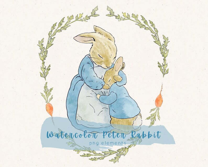 Peter Rabbit Watercolor Clipart, Watercolor PNG Set, Hand Painted ...