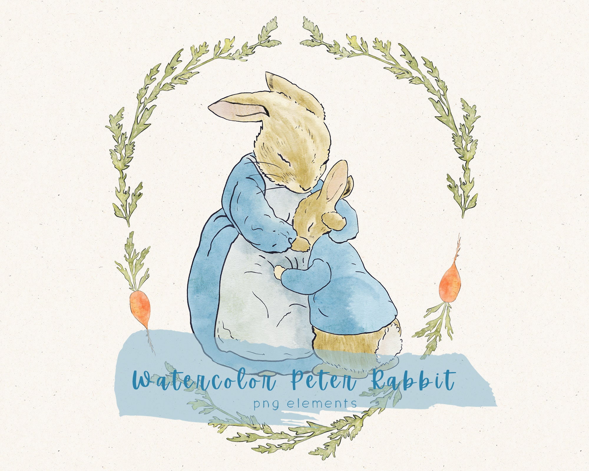 Peter Rabbit Watercolor Clipart, Watercolor PNG Set, Hand Painted ...
