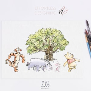 Set of 5 Hand-drawn Winnie the Pooh and Friends Clipart, Hand-drawn PNG ...