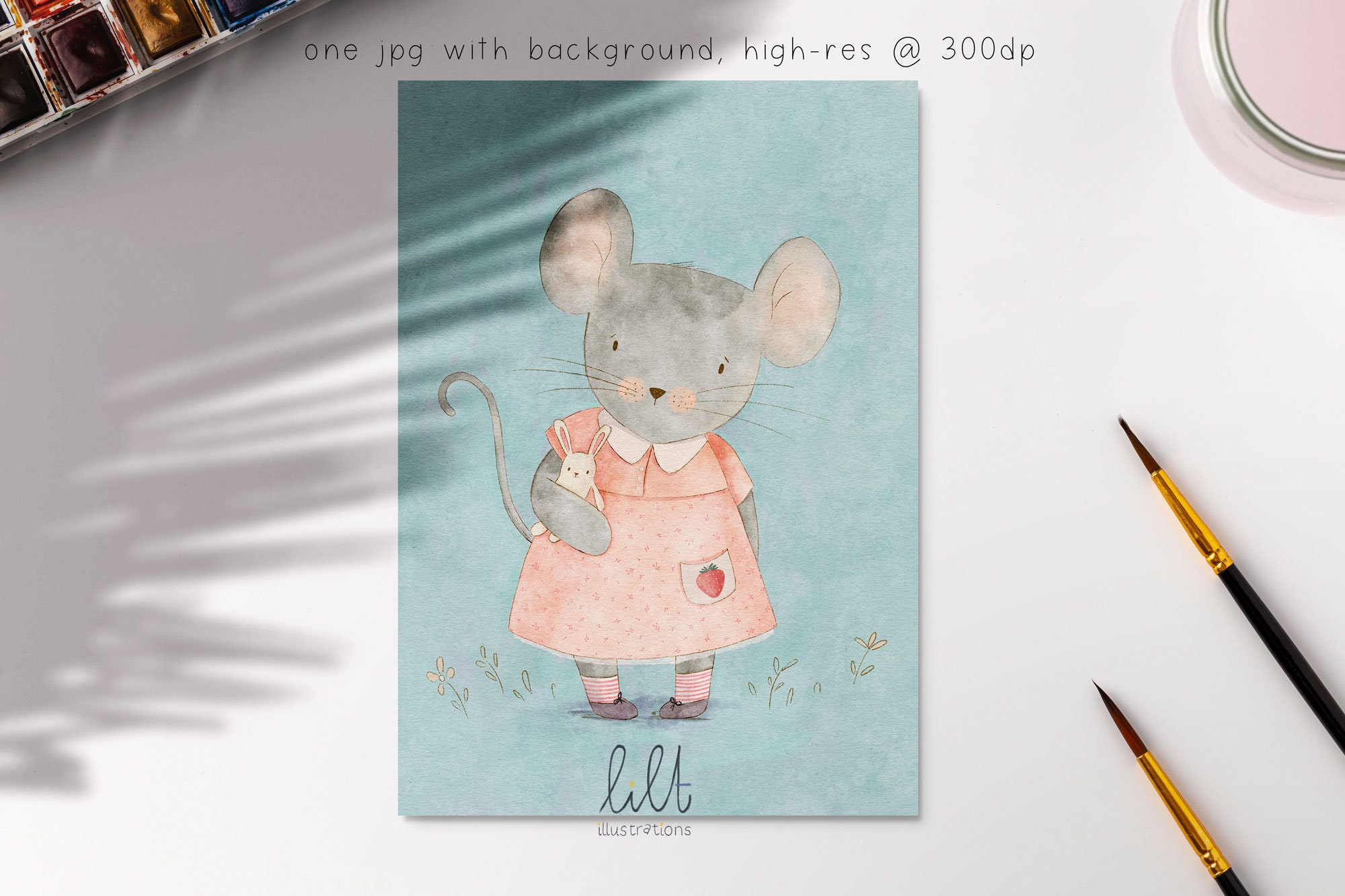 Watercolor Cute Little Mouse Illustration, Hand-painted Watercolor ...