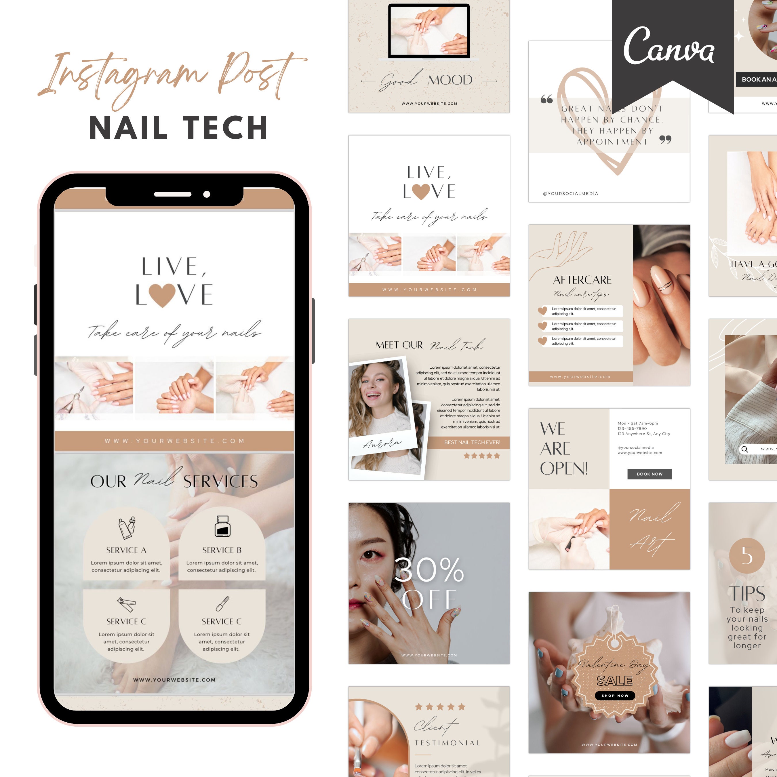 Social Media Branding for Nail Technicians, Nail Salon Posts, Nail Tech ...