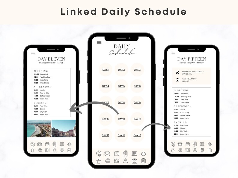 40 Pages Travel Itinerary Template, France Travel Itinerary, Travel ...