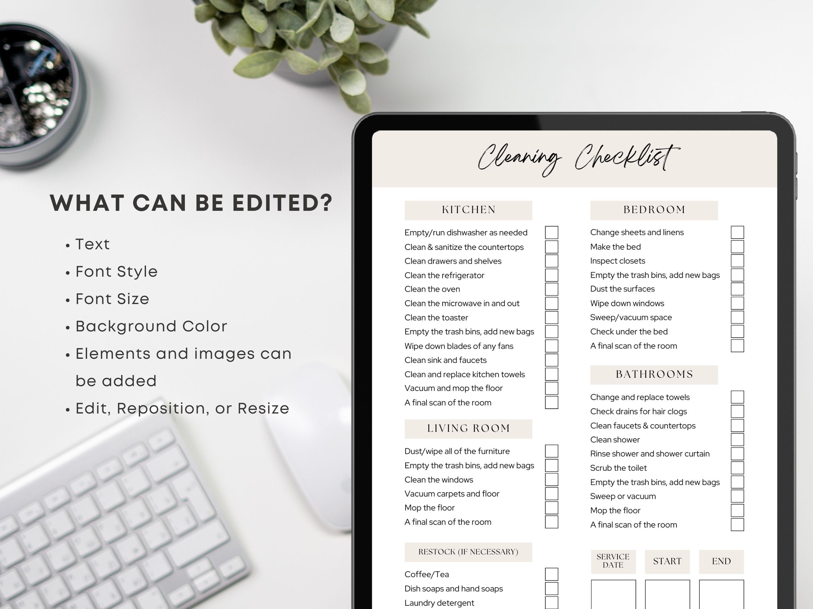Airbnb Cleaning Checklist, Canva Template, Rental Property Setup, VRBO ...