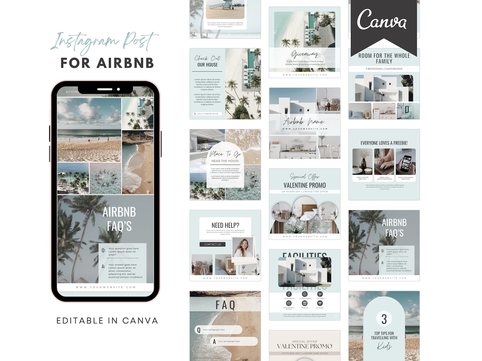 Airbnb Instagram Post Template: Editable Vacation Rental Social Media ...