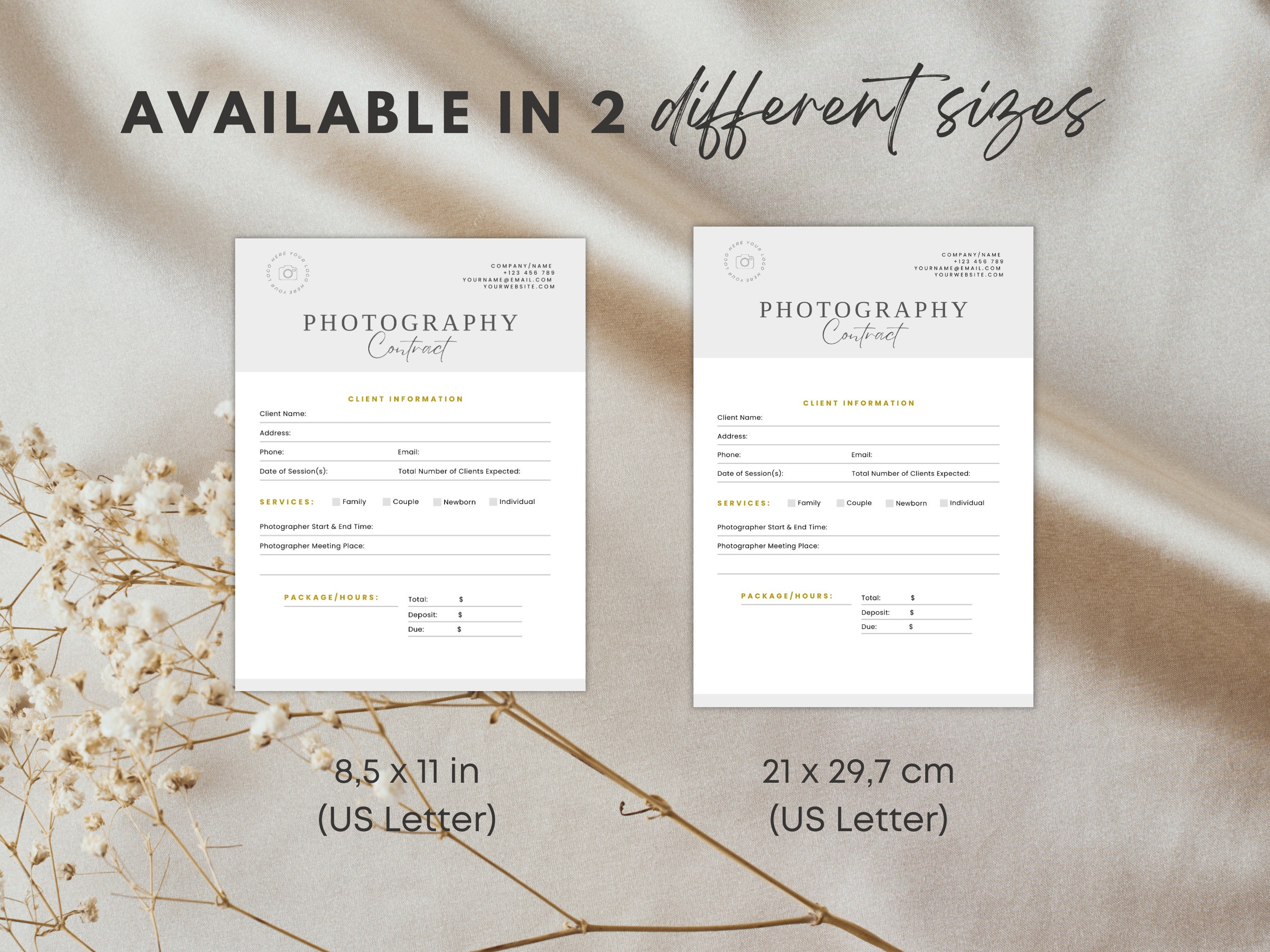 Business Form for Photographers, Photography Client Contract Template ...