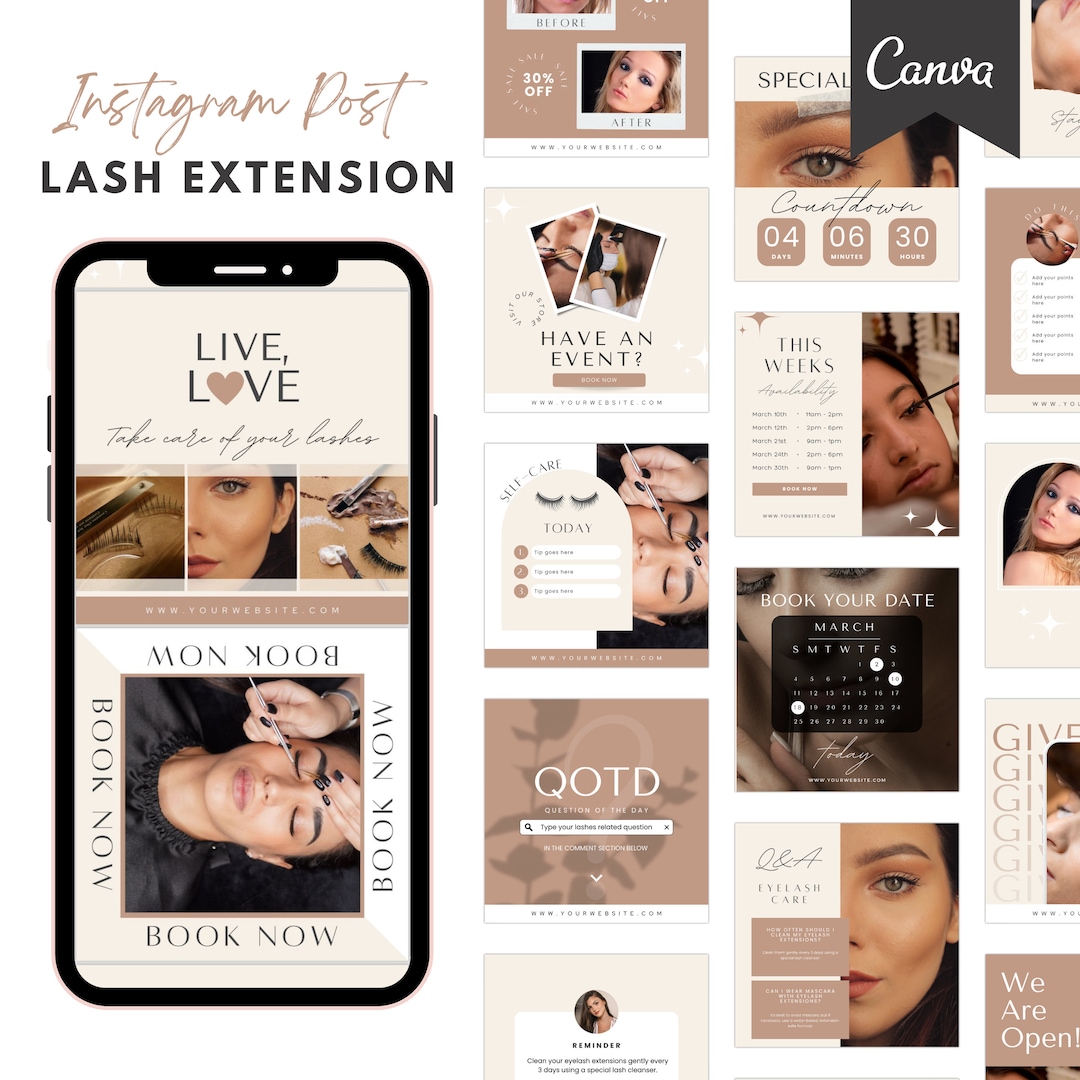 Lash Tech Instagram Post Templates, Lash Extension Instagram Post, Lash ...
