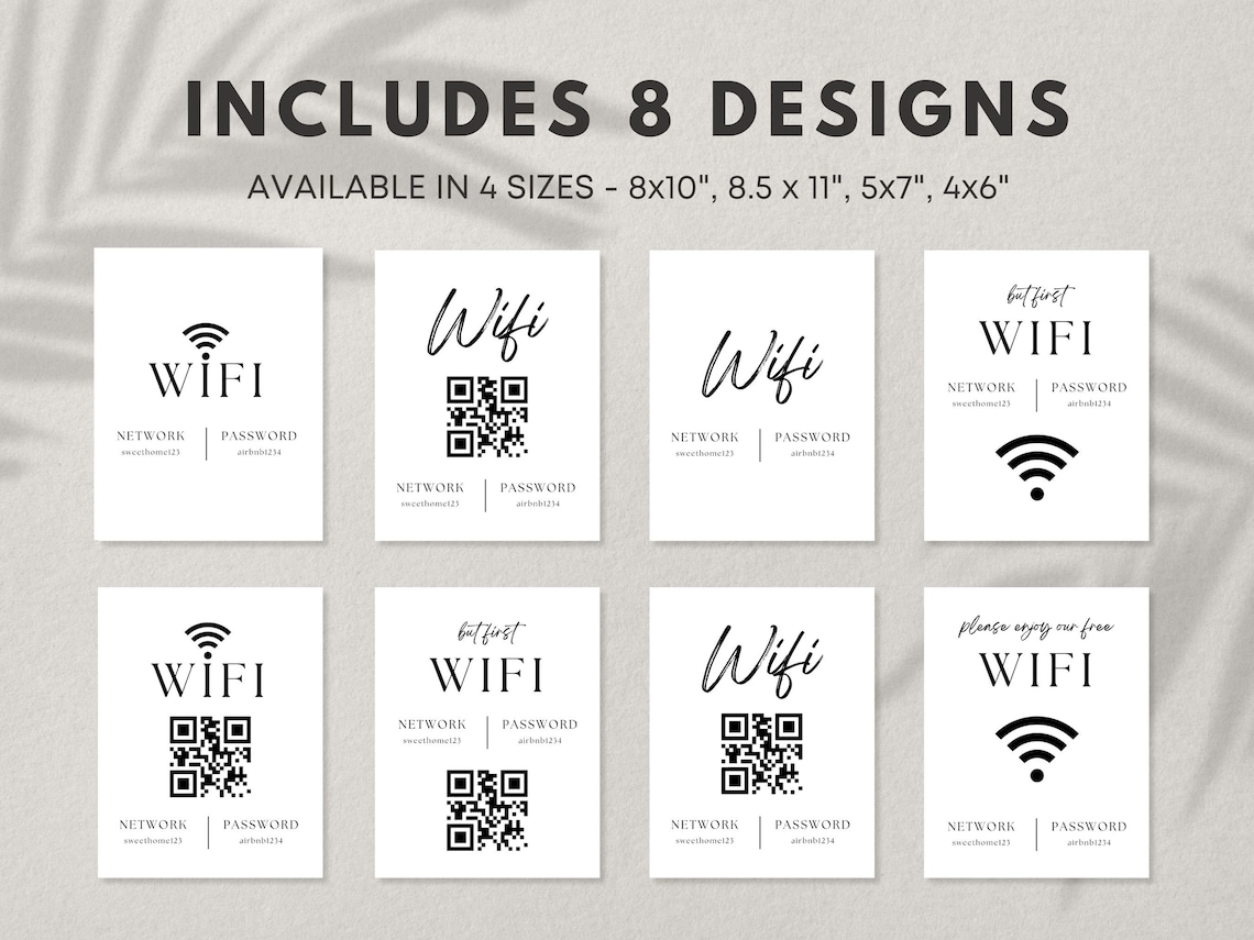 Editable Wifi Password Sign Template: Airbnb Printable (canva) - Etsy