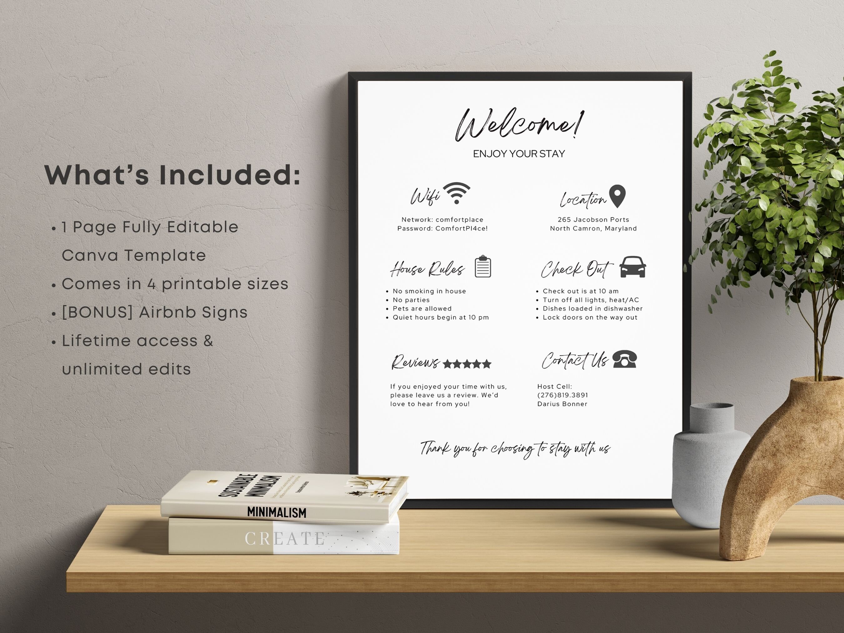 Welcome Sign for Airbnb Hosts, Vacation Rental Printable, Guest Arrival ...