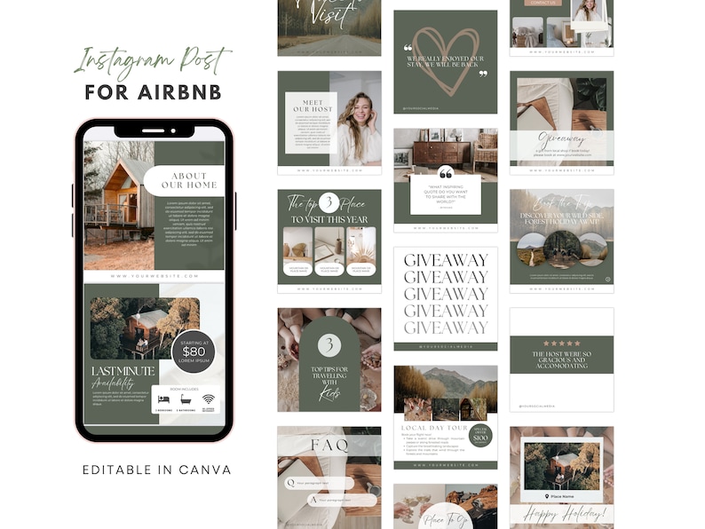 Airbnb Instagram Post Template: Editable Vacation Rental Social Media ...