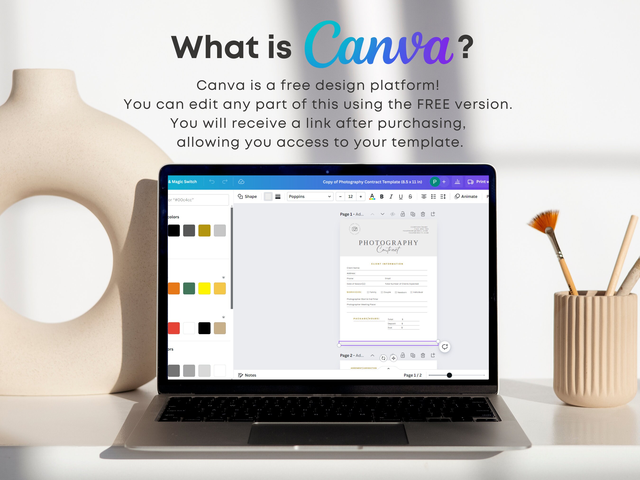 Business Form for Photographers, Photography Client Contract Template ...