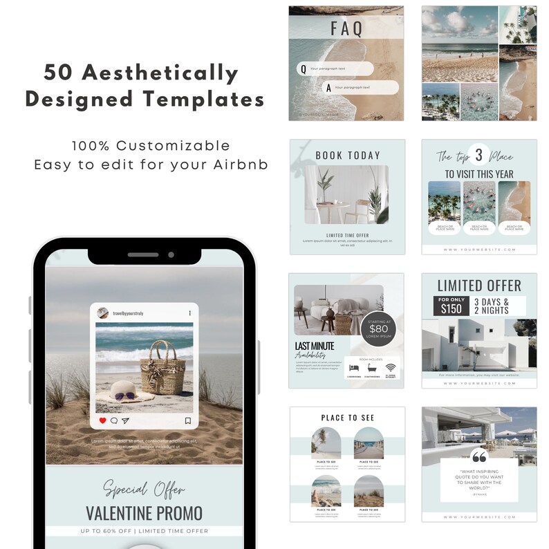 Airbnb Instagram Post Template: Editable Vacation Rental Social Media ...