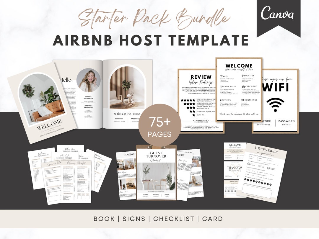 Airbnb Host Bundle Template, Welcome Book Template, Editable Airbnb ...