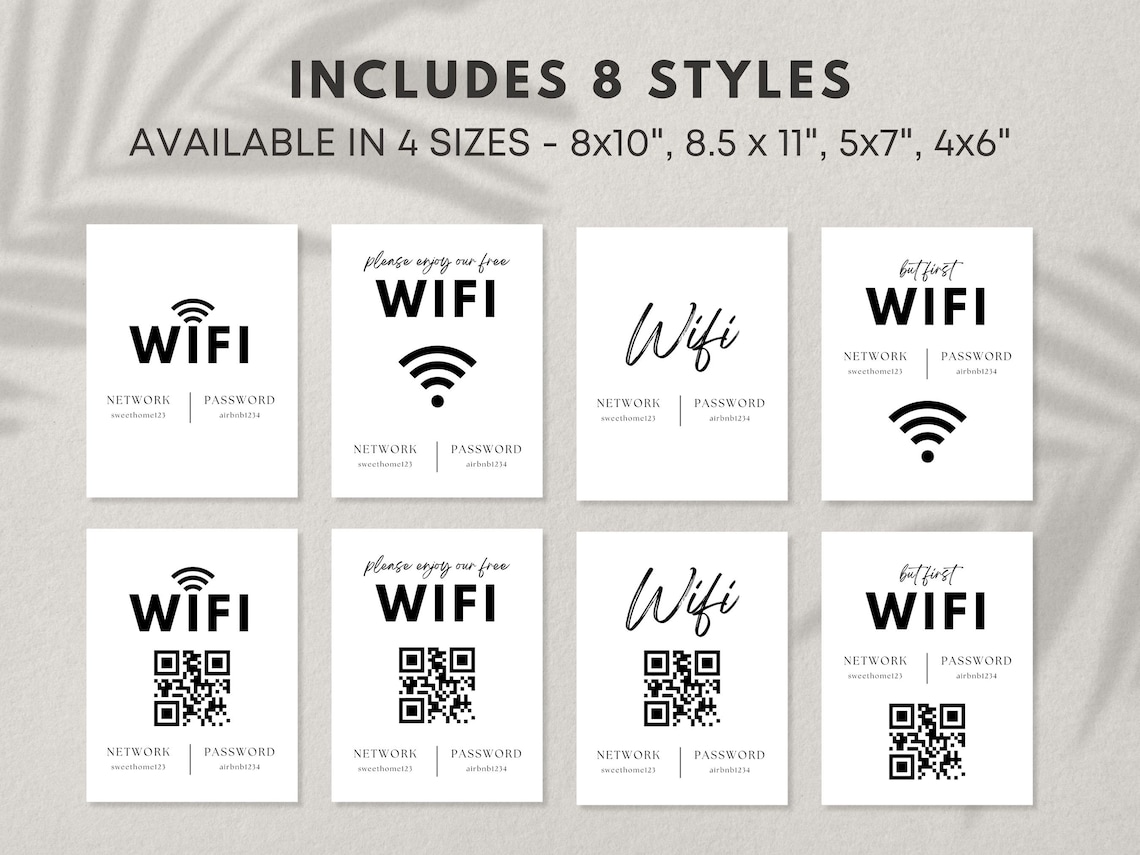 Editable Wifi Password Sign Template: Airbnb Printable (canva) - Etsy