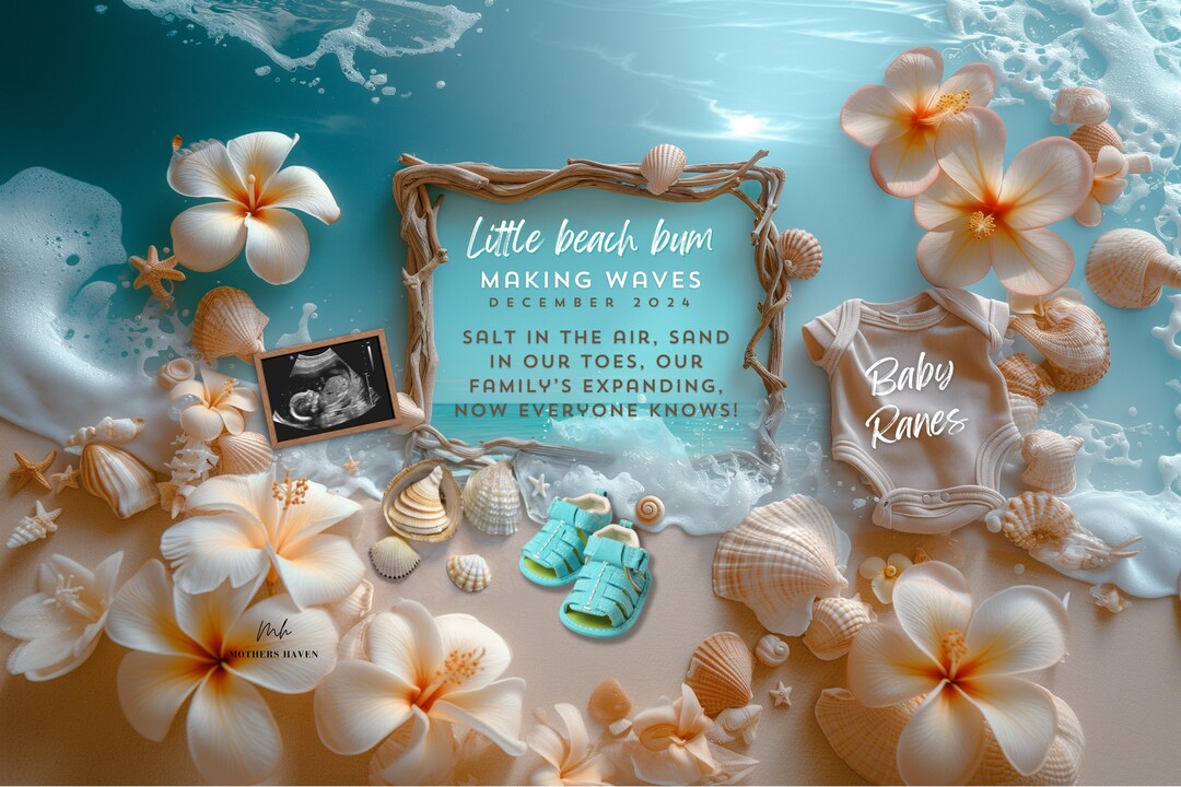 Digital Pregnancy Announcement, Little Beach Bum, Making Waves, Hawaii ...